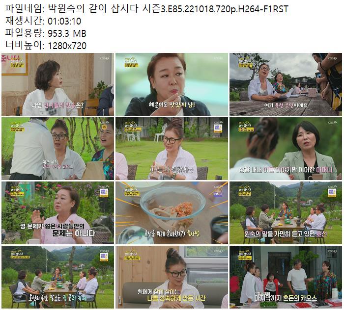 박원숙의 같이 삽시다 시즌3.E85.221018.720p.H264-F1RST 저장 - 파일썬