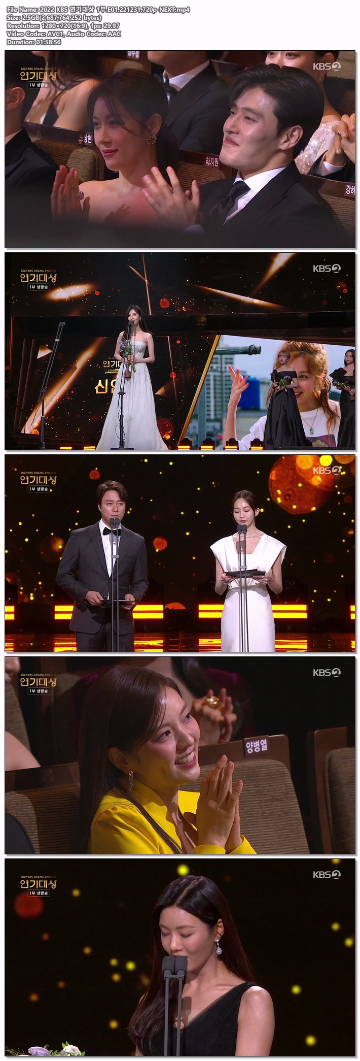 2022 KBS 연기대상 1부.E01.221231.720p-NEXT 저장 - 파일썬