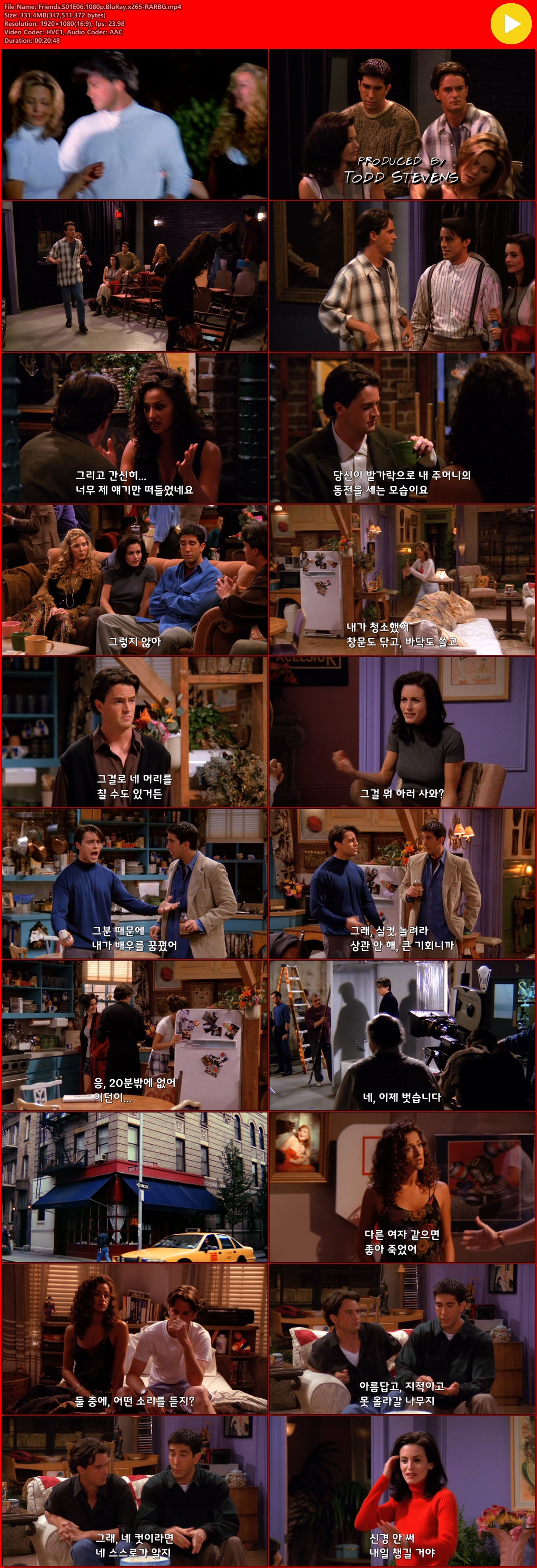 NBC, 역대급 인기 시트콤] 프렌즈 시즌1 24부작 완결 [1080p 자막포함] 저장 - 파일썬