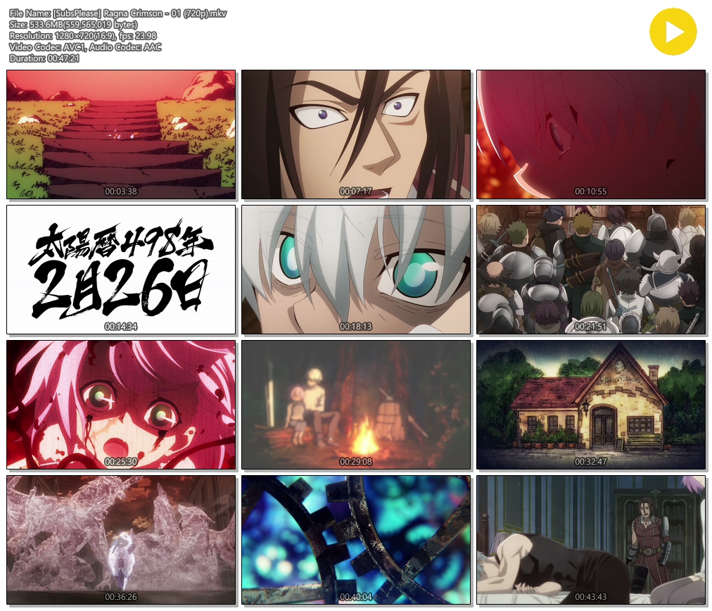 [Ohys-Raws] 라그나 크림슨 - 01 (1280x720 x264 AAC) 저장 - 파일썬