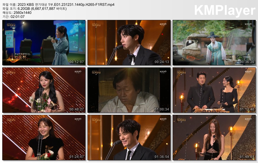2023 KBS 연기대상 1부.E01.231231.1440p.H265-F1RST 저장 - 파일썬